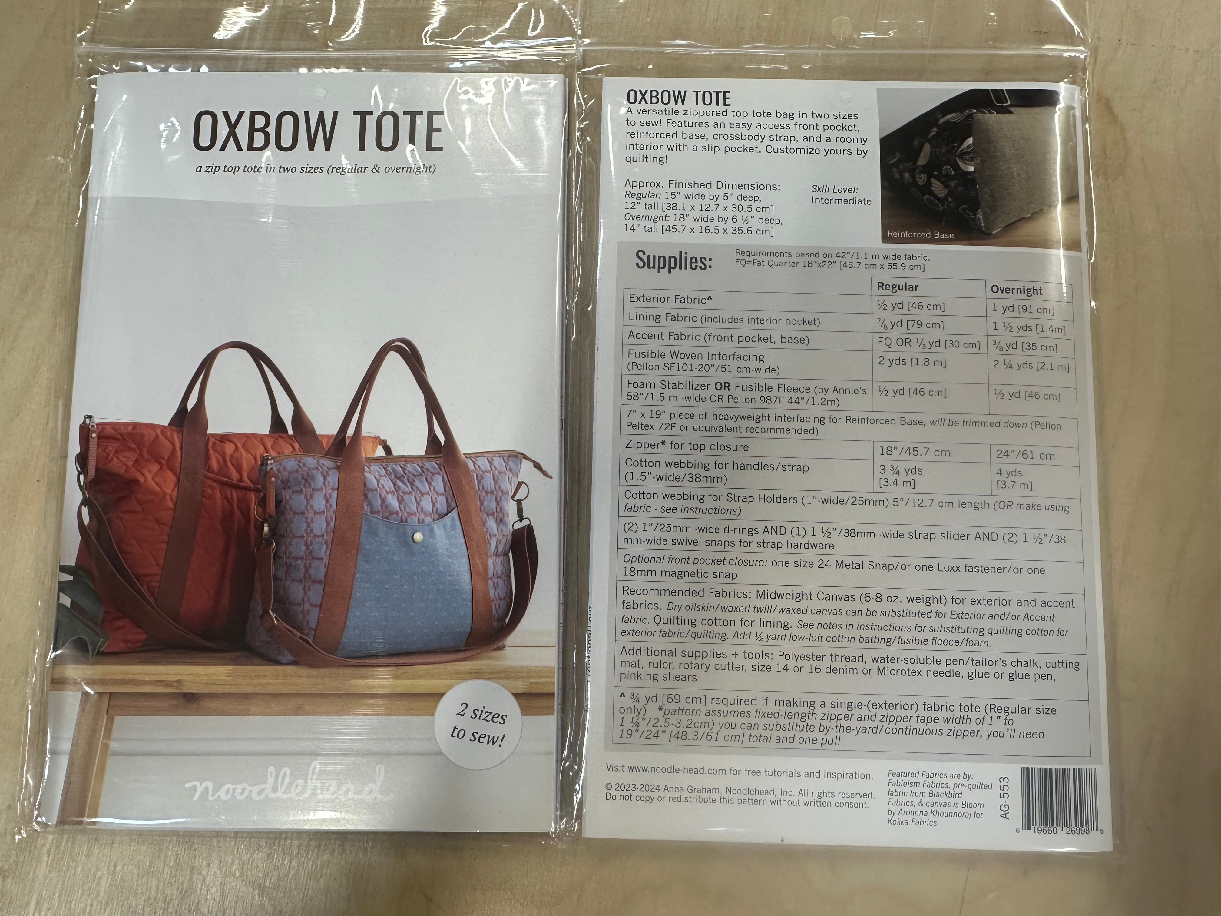 Noodlehead Oxbow Tote Sewing Pattern – Little Legs Fabrics