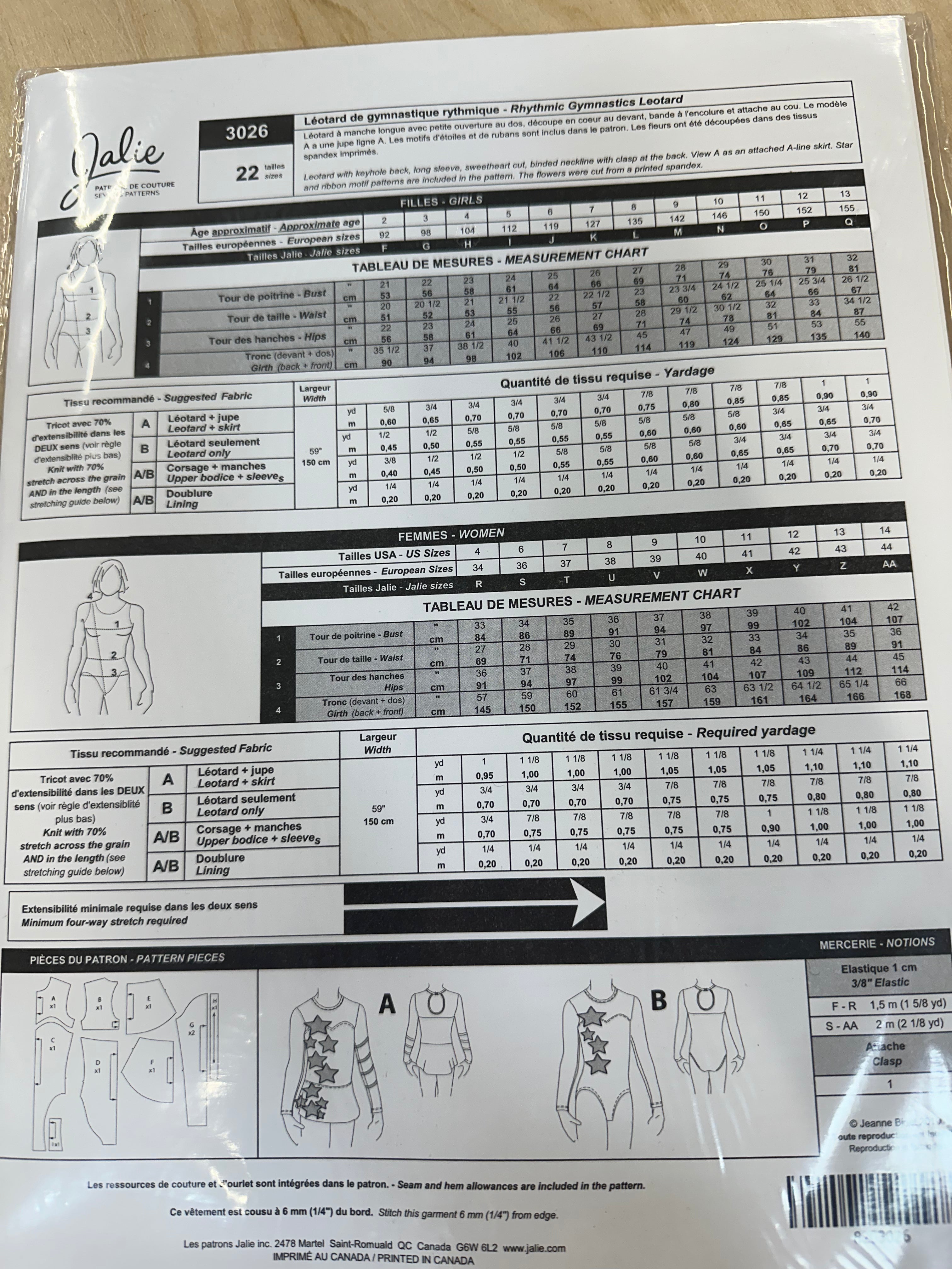 Rhythmic Gymnastics Leotard JALIE Women and Girls Sewing Pattern ...