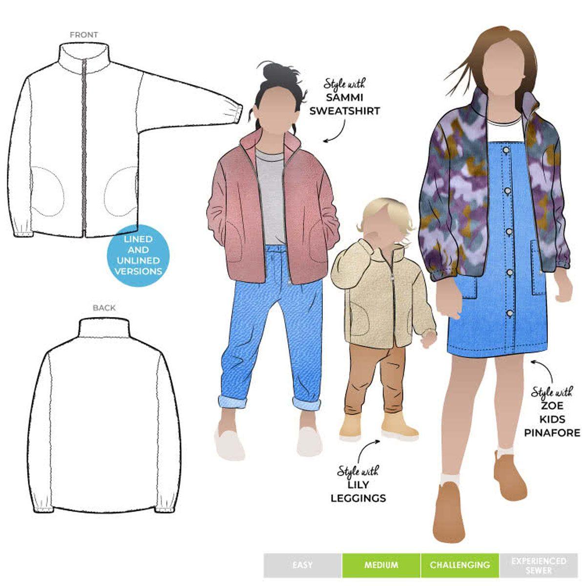 Style Arc Teddy Kids Jacket Sewing Pattern – Little Legs Fabrics